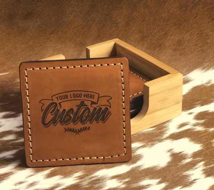 Custom Engraved Premium Square Leather Coasters – NDesignsLeather